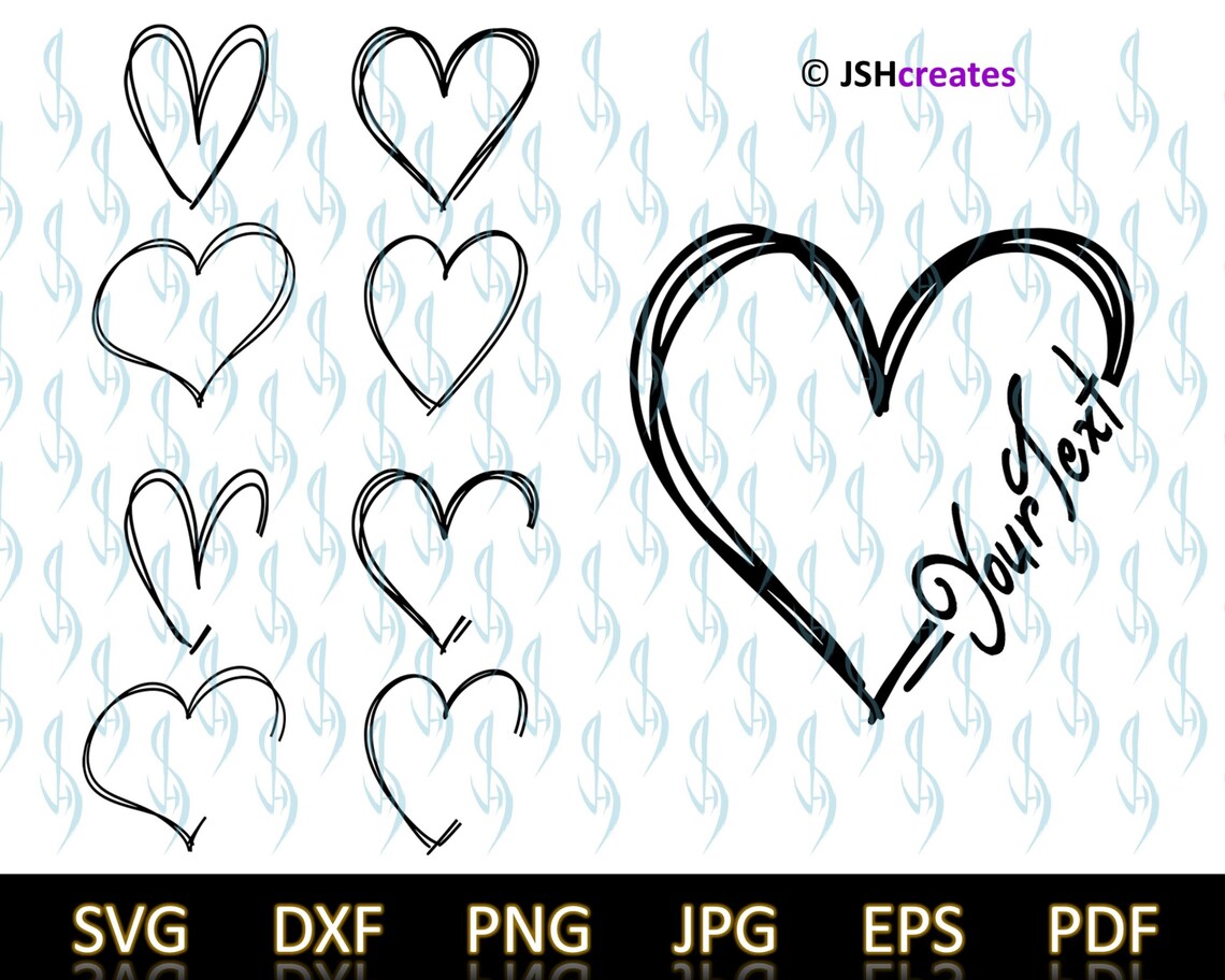 Heart SVG Doodle Heart Svg Heart Clipart SVG Hand Drawn - Etsy