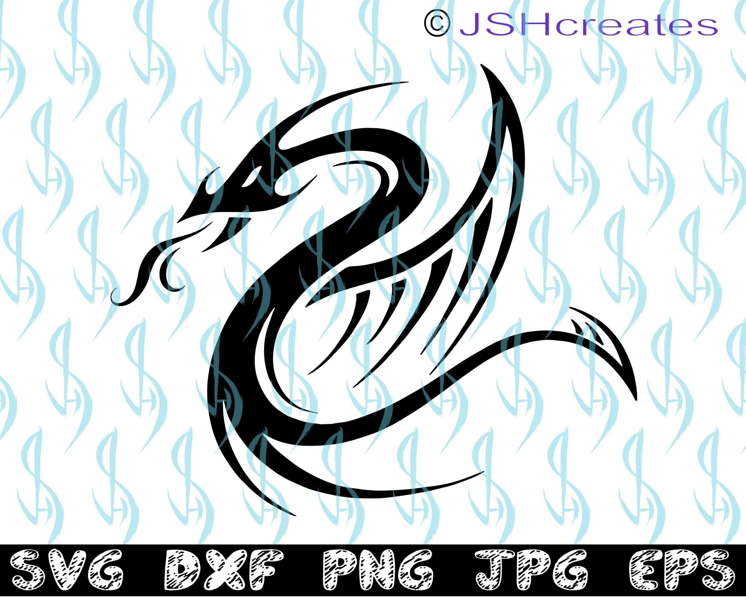 Tribal Dragon SVG EPS Dxf Dragon Svg Serpent Silhouette | Etsy