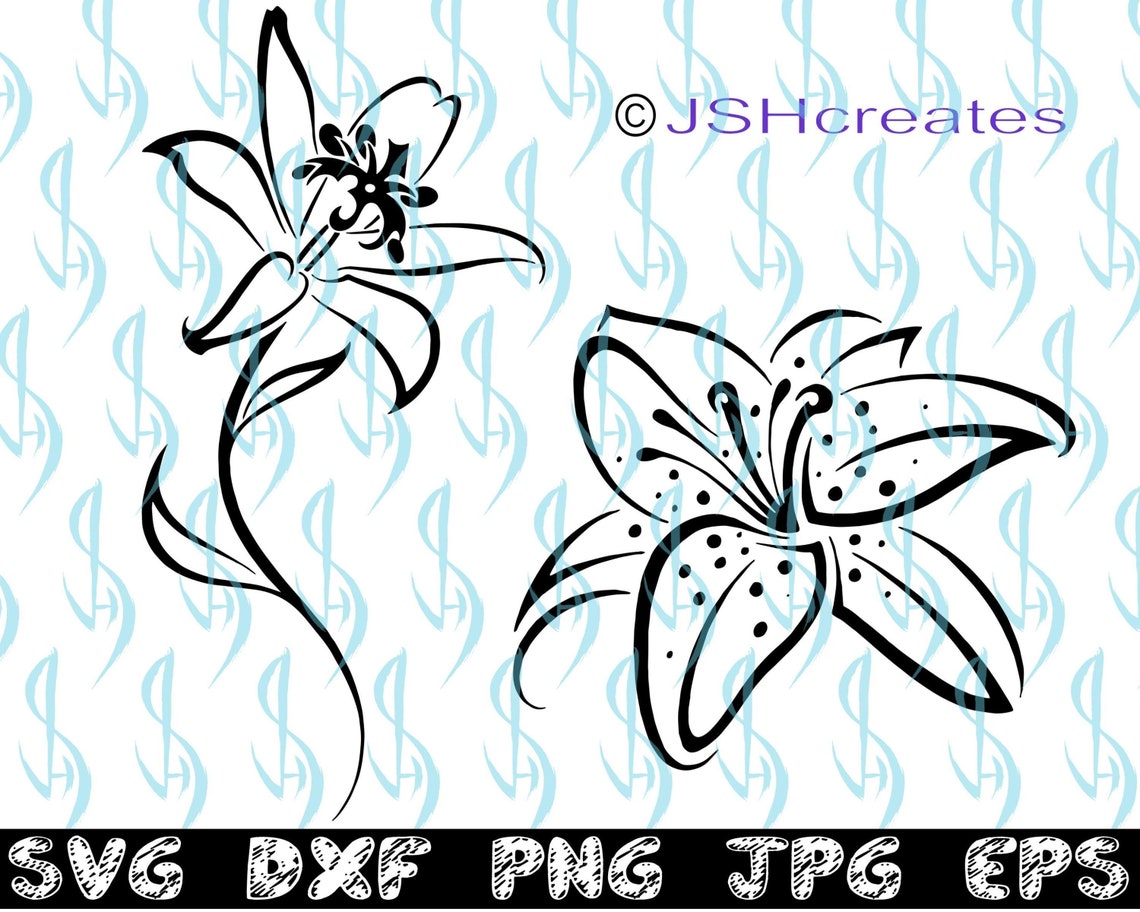 Lily Svg Flowers Svg Lily Flower SVG Silhouette Cut File - Etsy