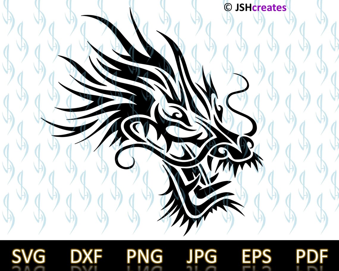 Tribal Dragon Svg Dragon Svg Chinese Dragon Svg PNG JPG - Etsy