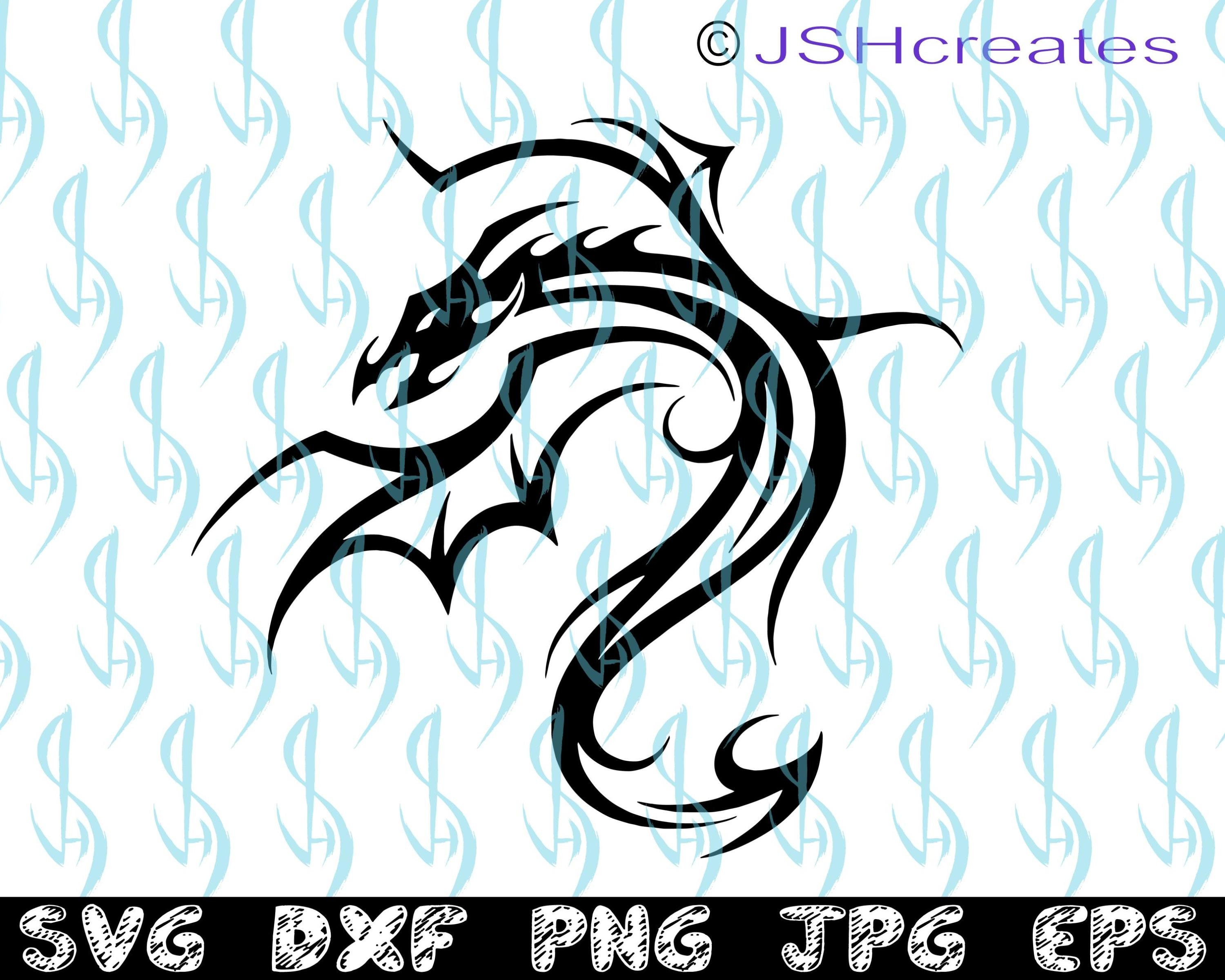 Tribal Dragon Svg Dragon Svg EPS DXF Serpent Dragon - Etsy