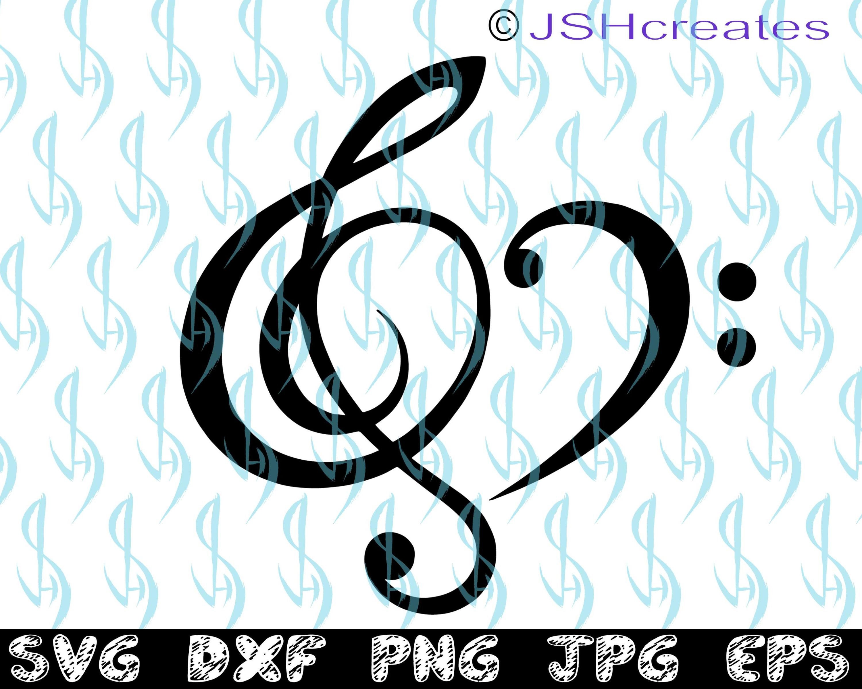 Treble Clef Svg Bass Clef Svg Heart Svg Music Notes Svg | Etsy
