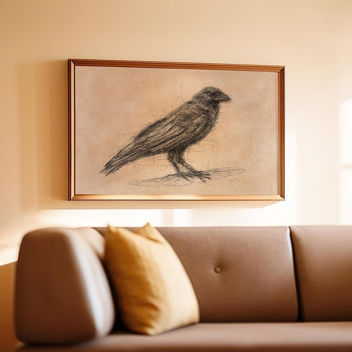 Vintage Crow Print: Antique Drawing Sketch, Biro Pen Artwork, (digital ...
