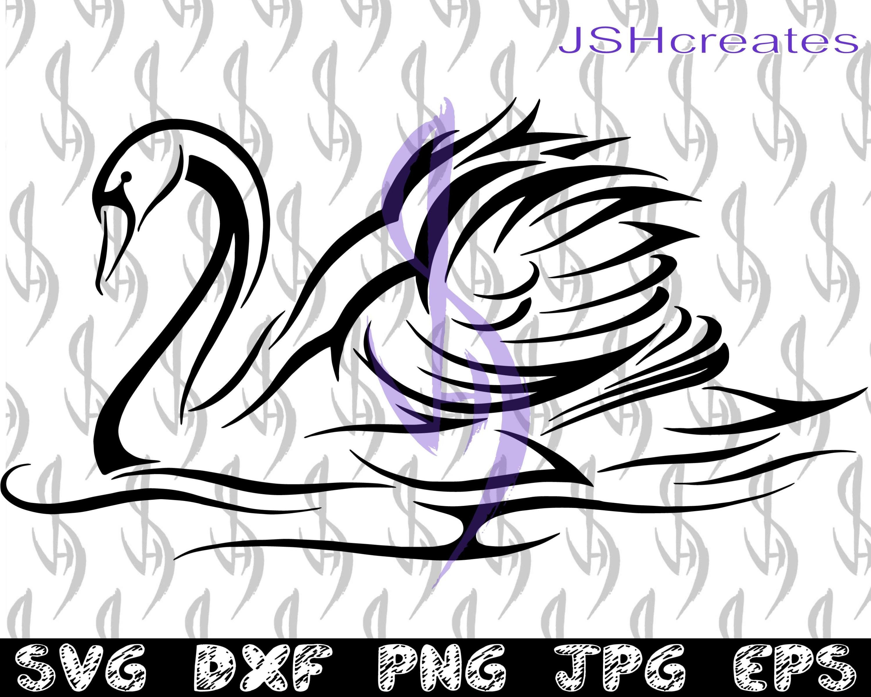 Swan Svg Tribal Swan Svg Abstract Tribal Stencil Art Dxf | Etsy