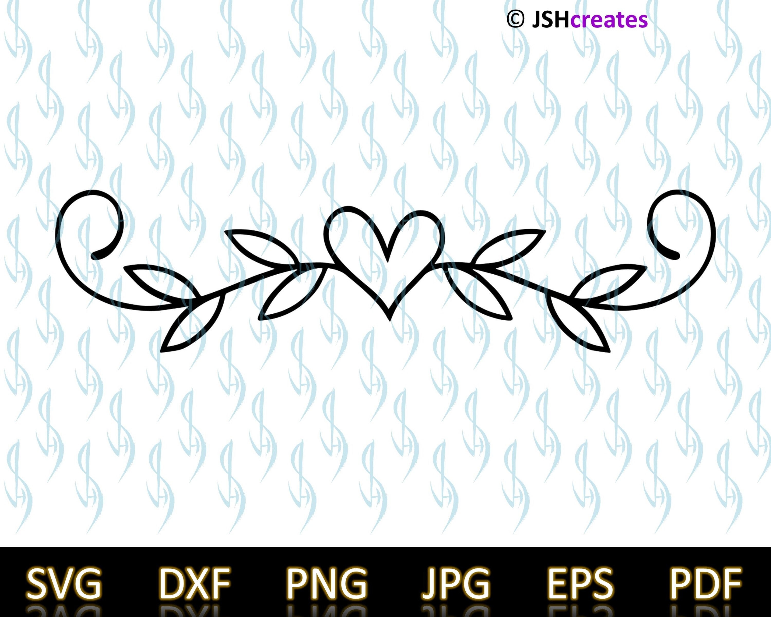Heart Flourish Svg Cut File Svg Heart Flourish Vine Etsy Uk