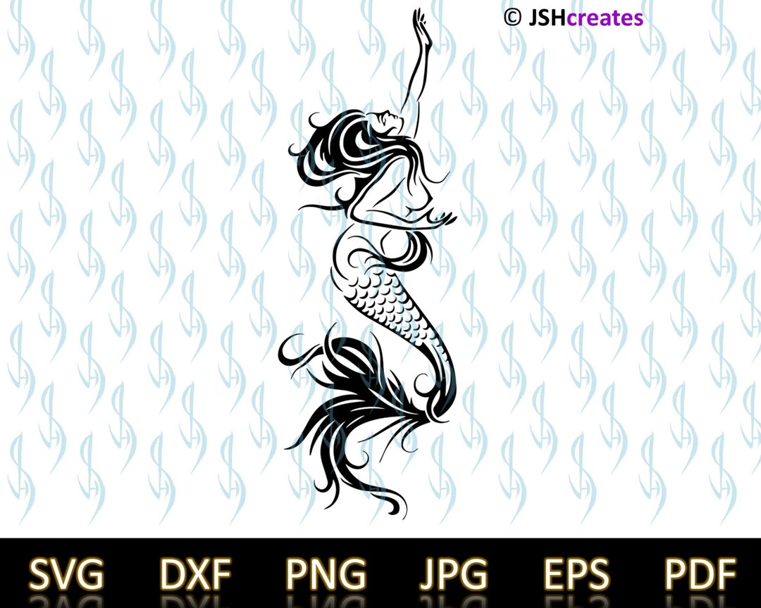 Mermaid Svg, Mermaid, Girl Svg, SVG, Dxf, Mermaid Clipart, Stylistic ...