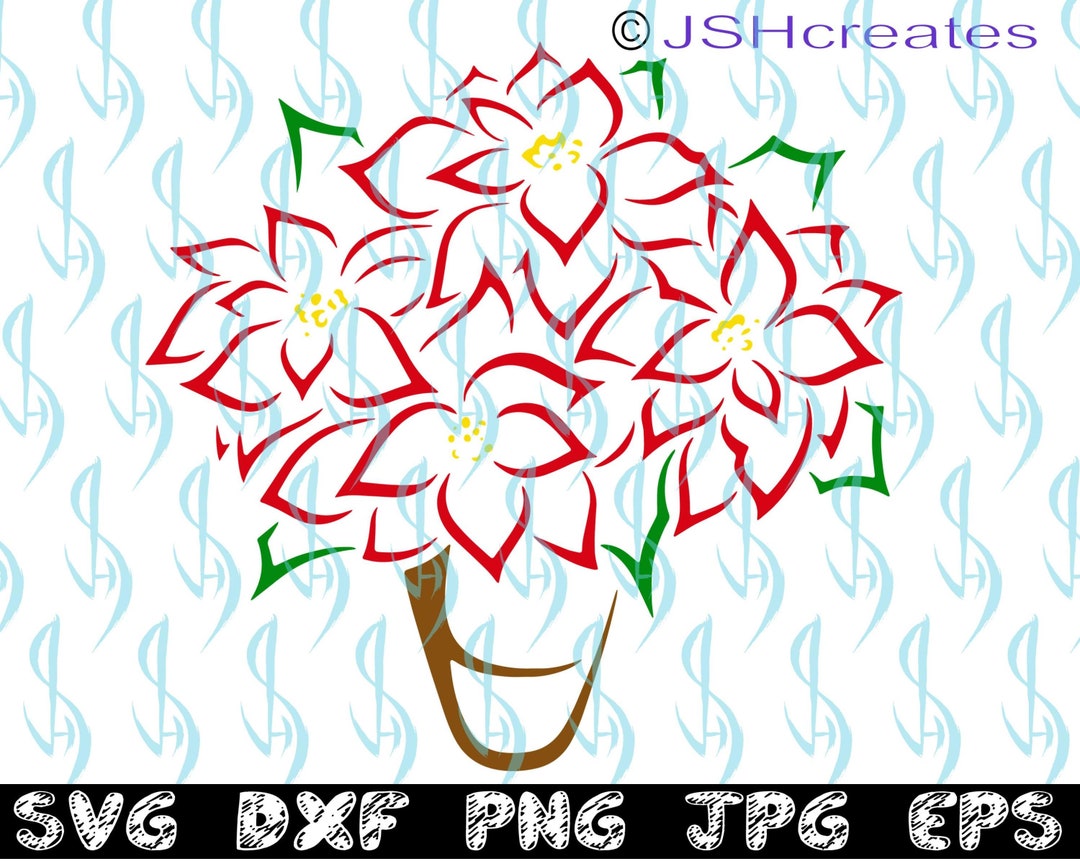 Poinsettia Svg, Christmas Flowers Svg, Poinsettia, SVG, Clipart, Decals ...