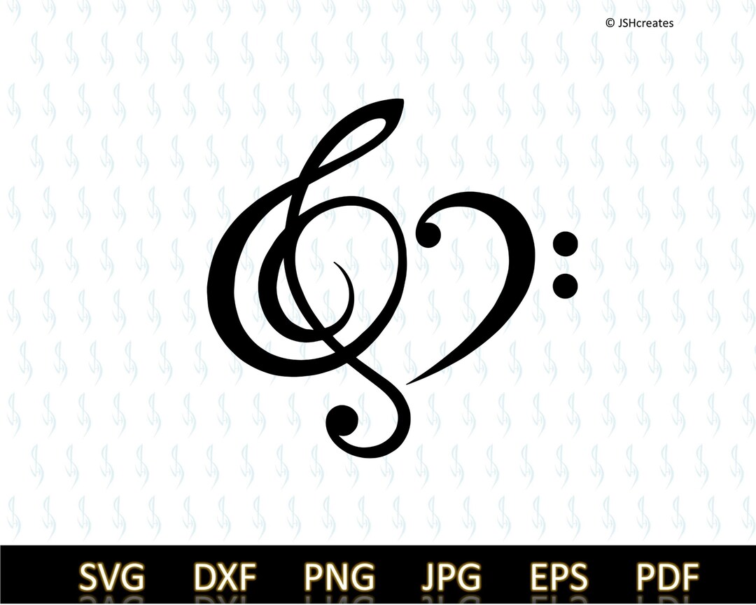 Treble Clef Svg, Bass Clef Svg, Heart Svg, Music Notes Svg, Music ...