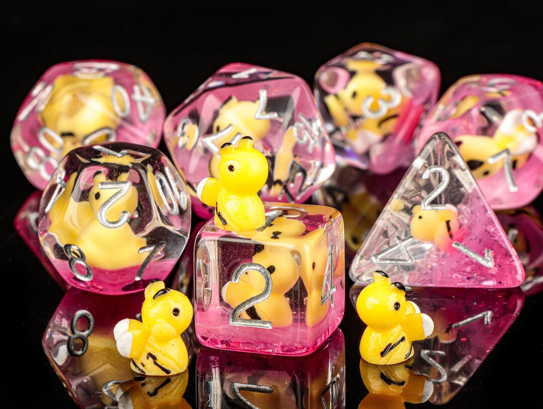 DND Bumble Bee Resin Dice Set Animal Inclusion Polyhedral Dice for RPG ...