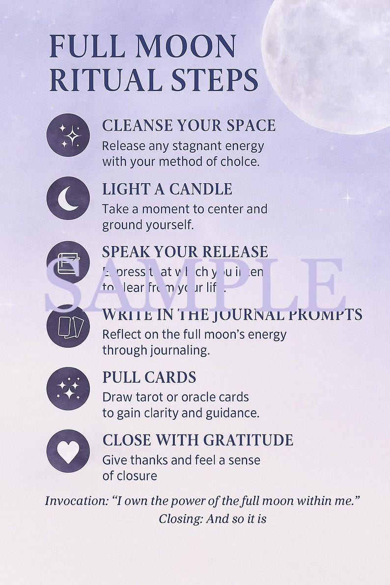 Full Moon Ritual Kit | Printable Lunar Workbook PDF | Release ...