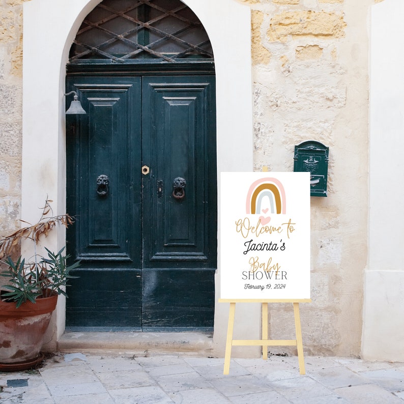 Rainbow Welcome Sign Printable | Baby Shower Sign | Digital Download ...
