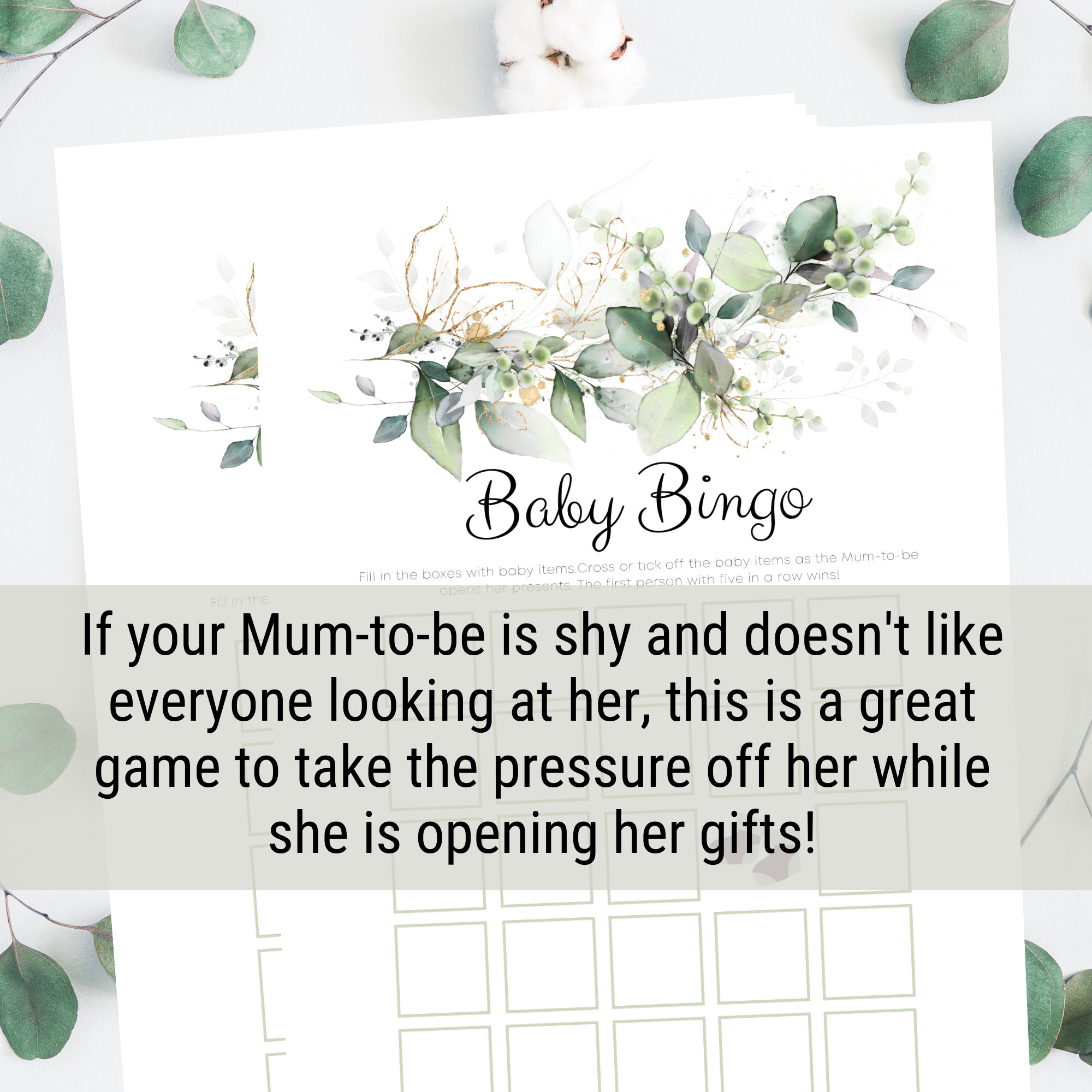 ALISON Greenery Baby Bingo Printable Digital Download Baby Shower Game ...