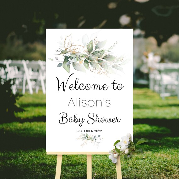 ALISON Baby Shower Welcome Sign Greenery Sign Custom - Etsy
