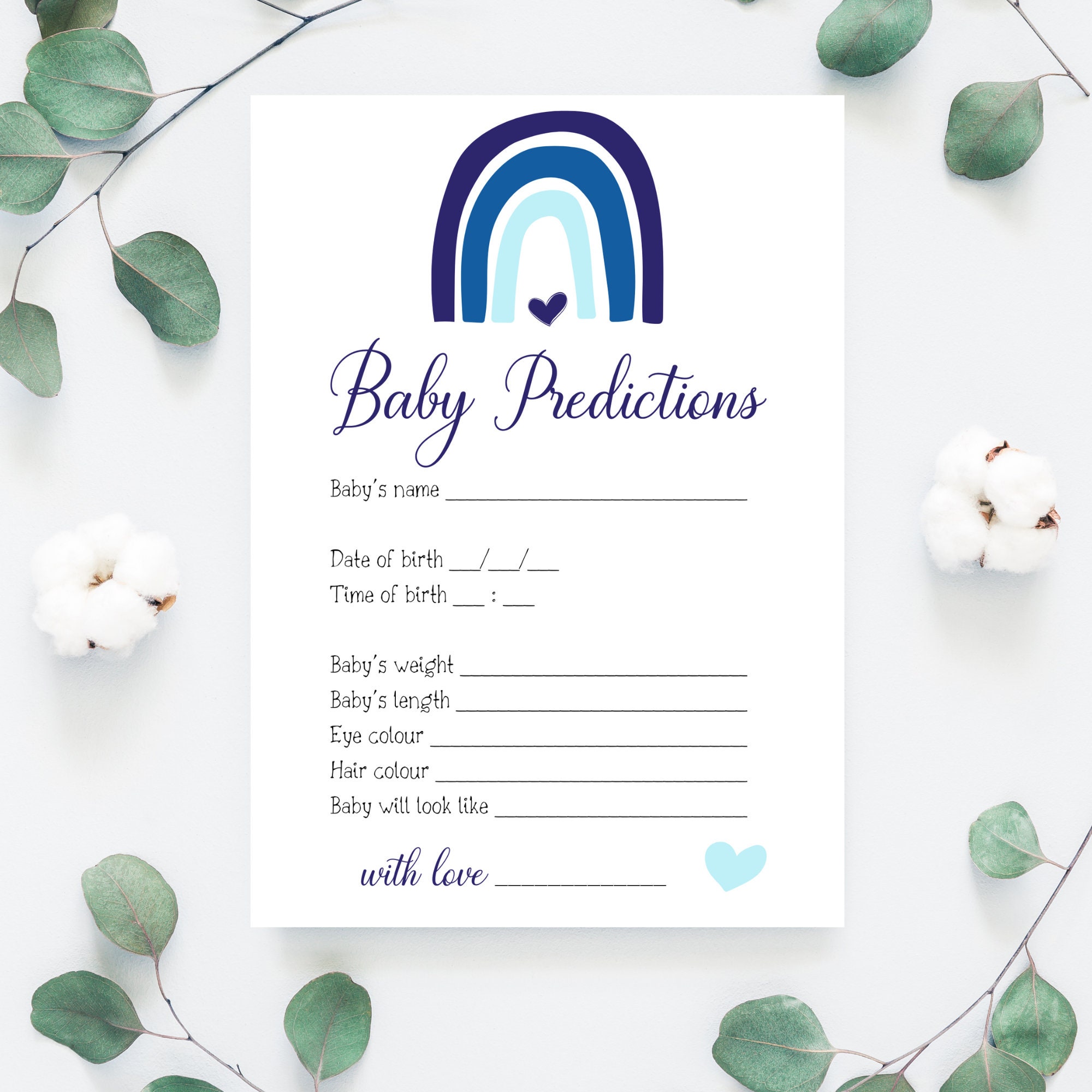 RAINBOW Custom Baby Predictions Printable Card Digital - Etsy
