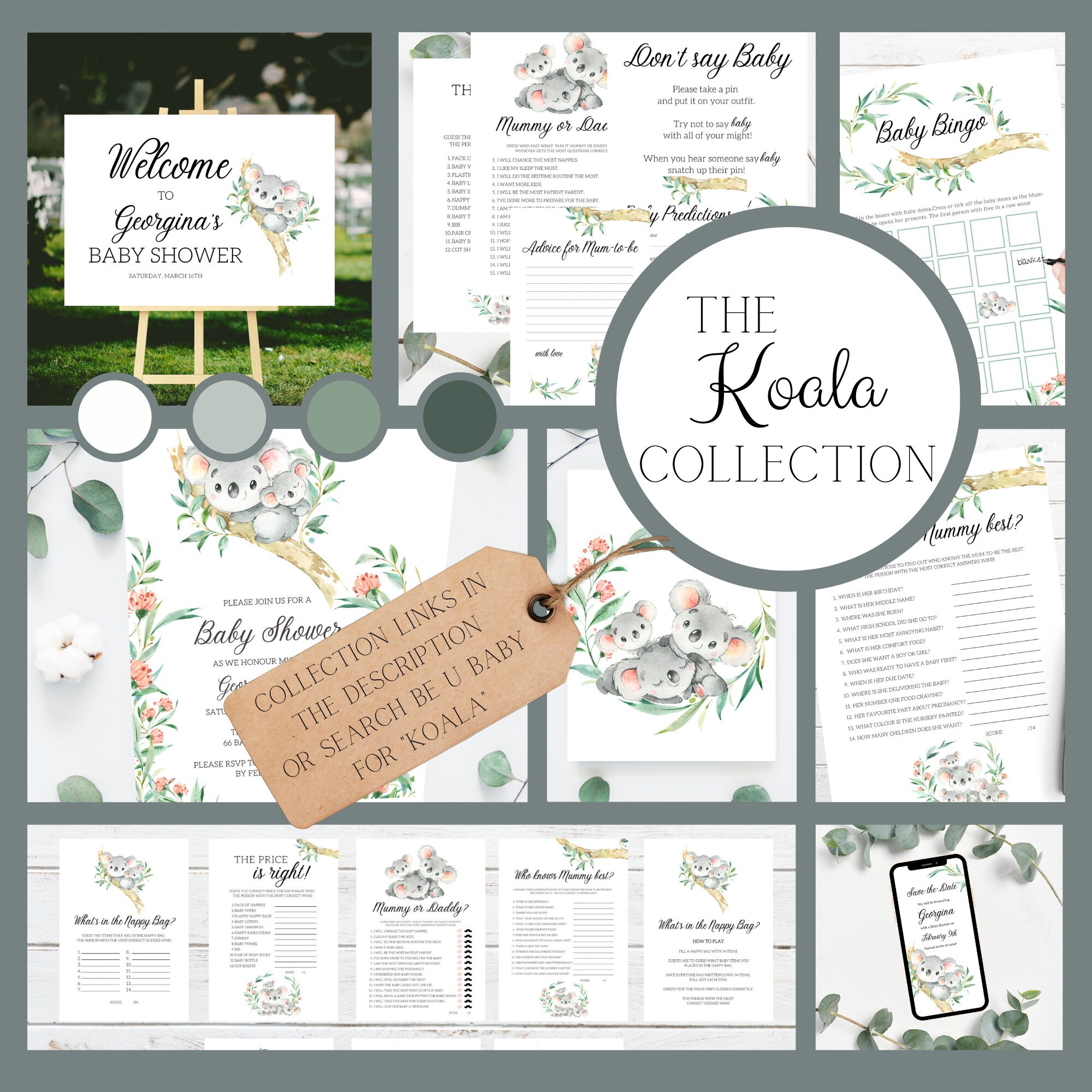 KOALA - Welcome Sign | Baby Shower Sign | Digital Download | Australian ...