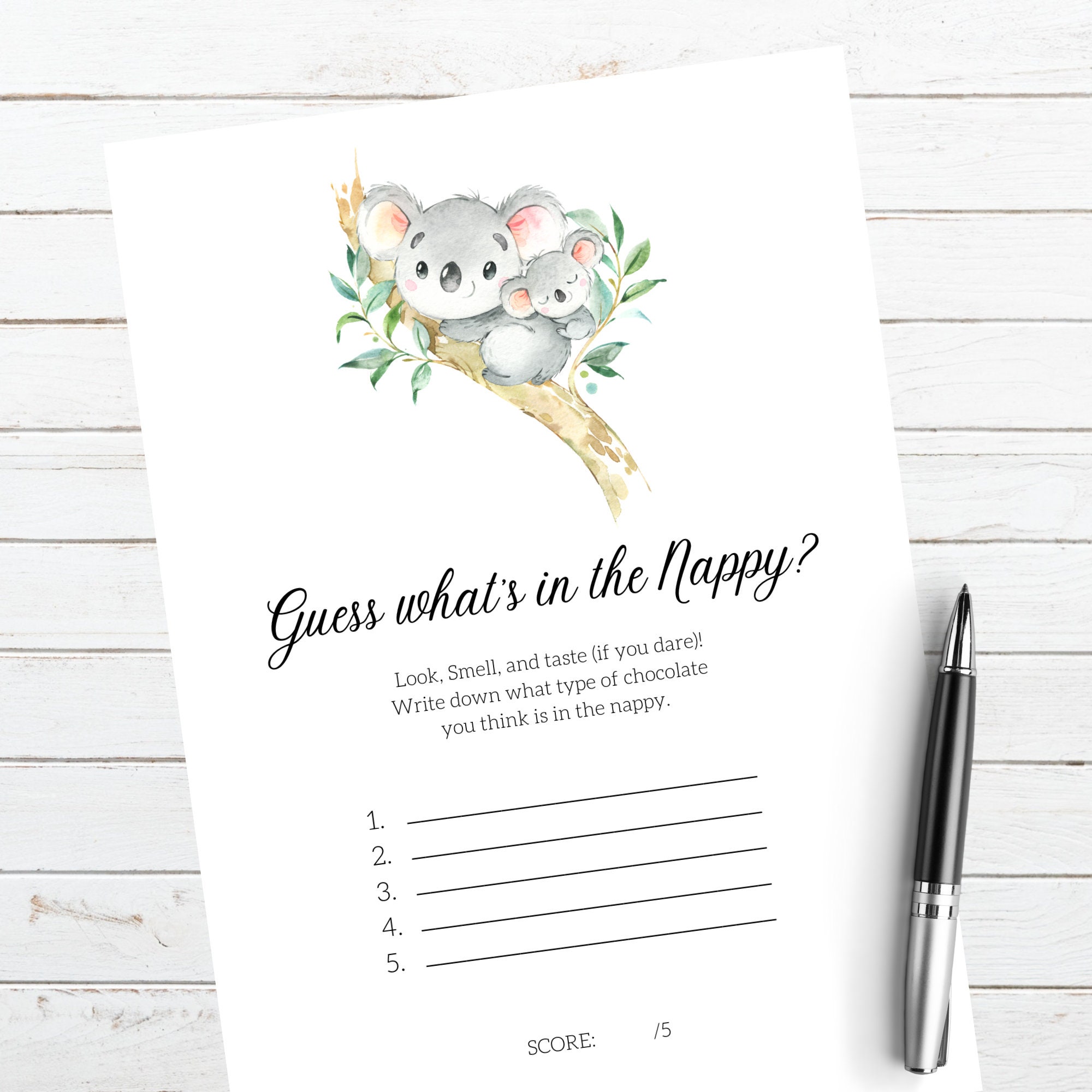 KOALA - Baby Shower Game Bundle | INSTANT Digital Download | Baby ...
