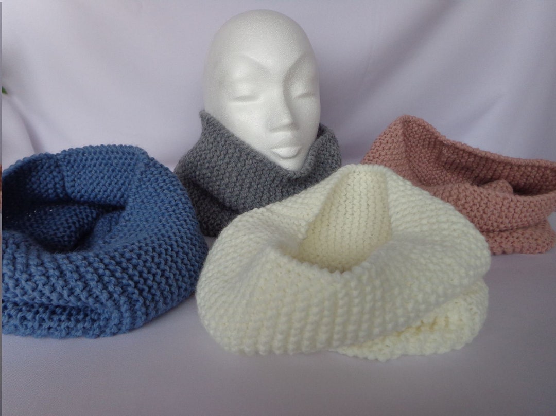 1 Round Neck Warmer, Garter Stitch, Several Colors, Handmade - Etsy