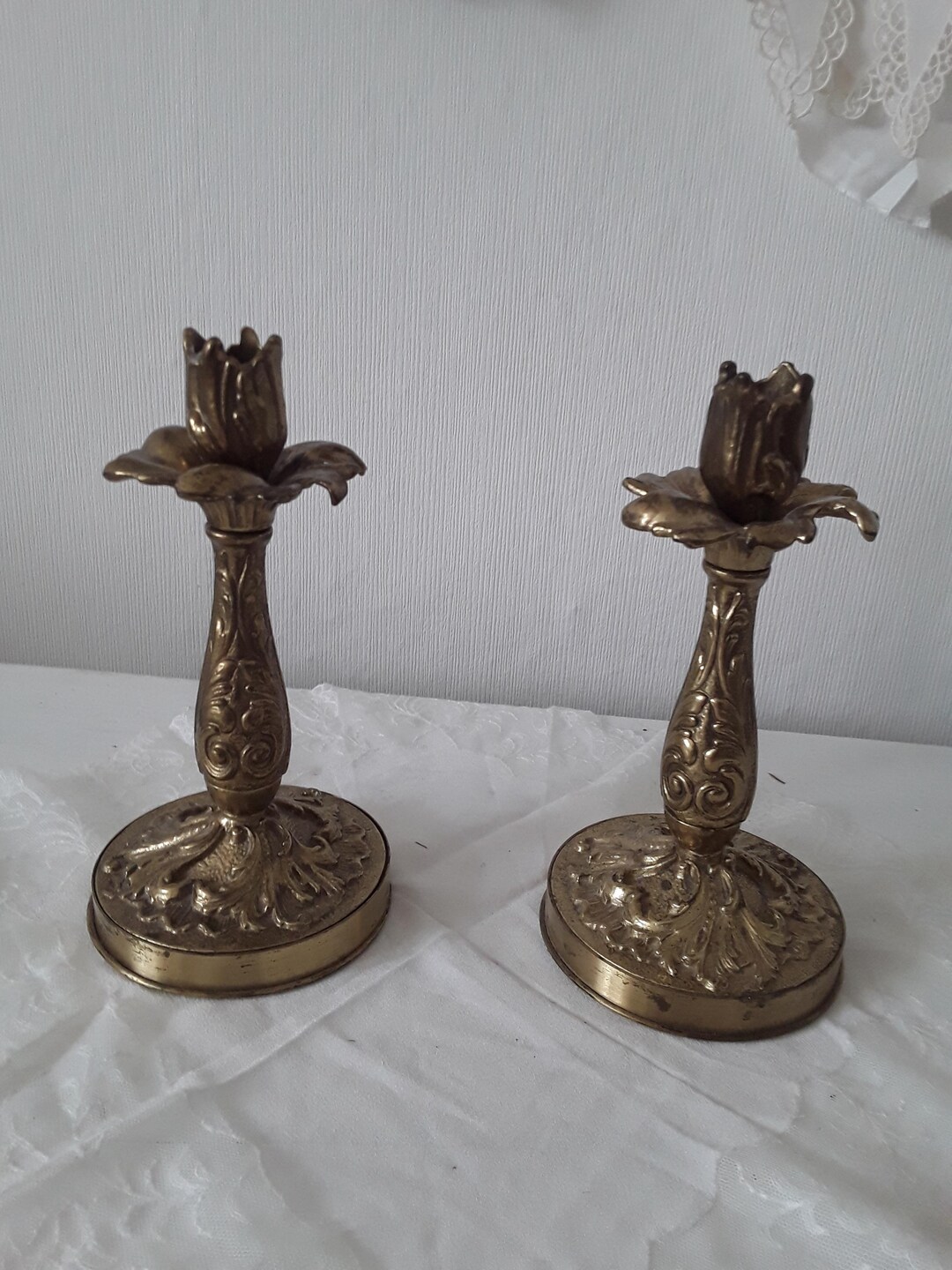 Pair of Antique Brass Candlesticks, Candelabra, Candlesticks With ...