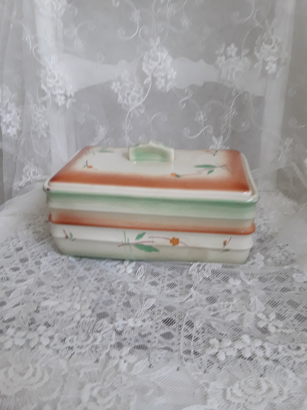 Antique Large Ceramic Jar Pastry Jar Lid Jar Spray Decor With - Etsy