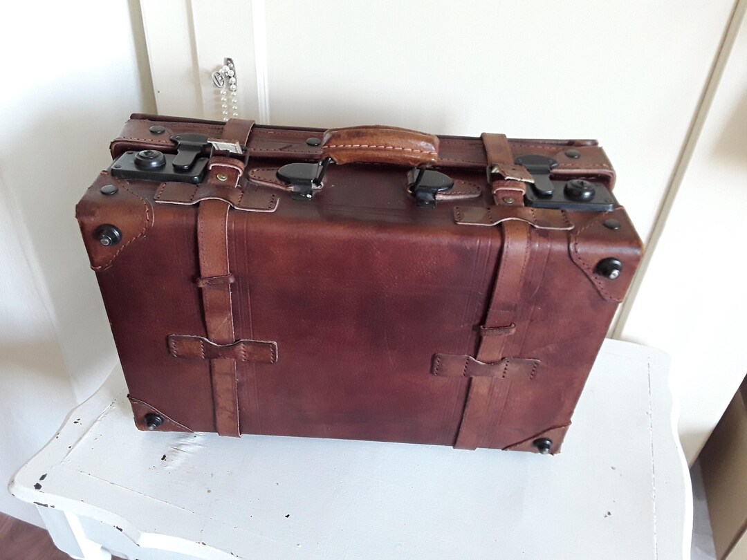 Old Suitcase Leather Suitcase Handmade Travel Suitcase Vintage Suitcase ...