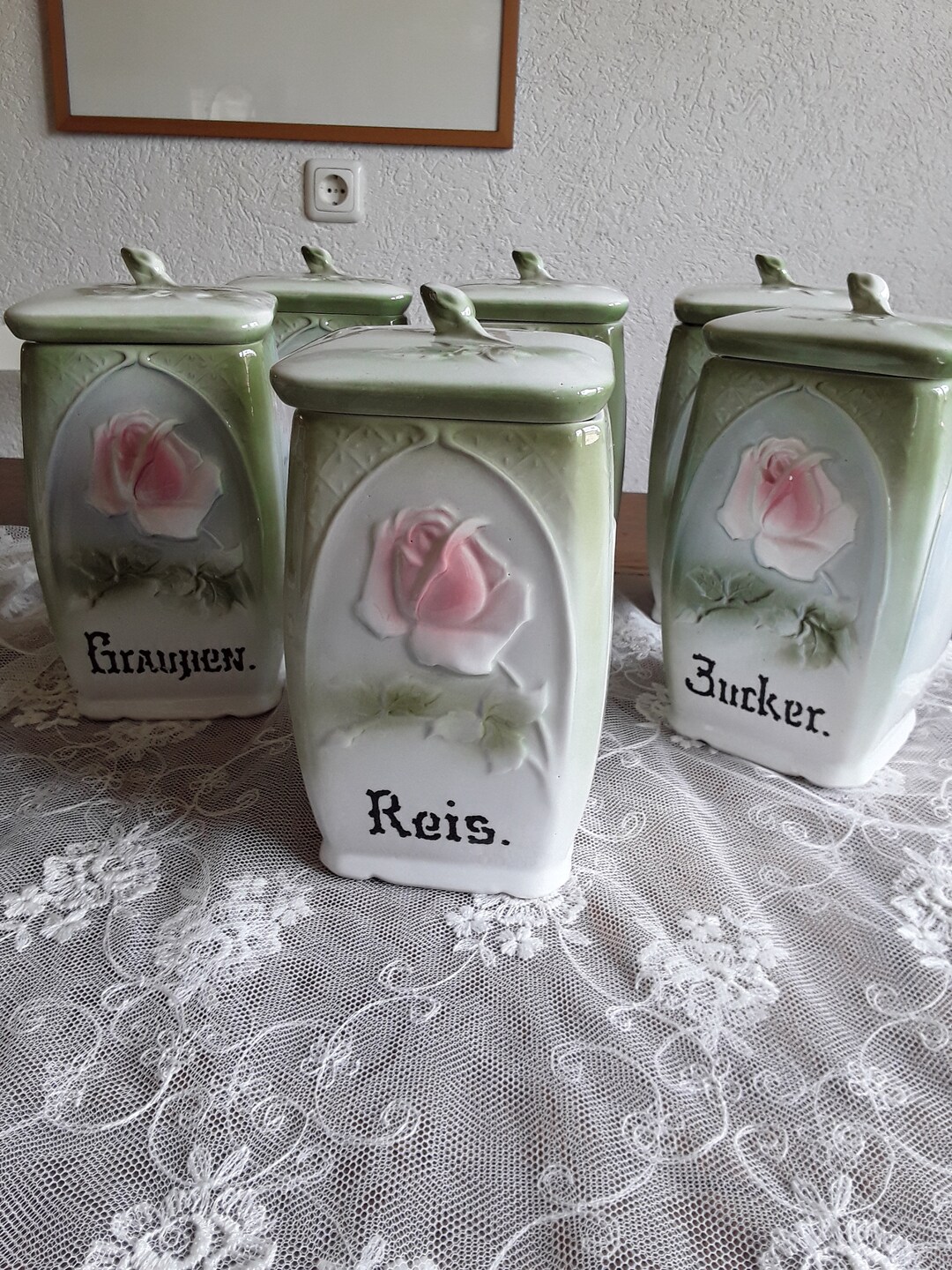 Antique Storage Jar Rice Jar Porcelain Lid Jar With Rose - Etsy