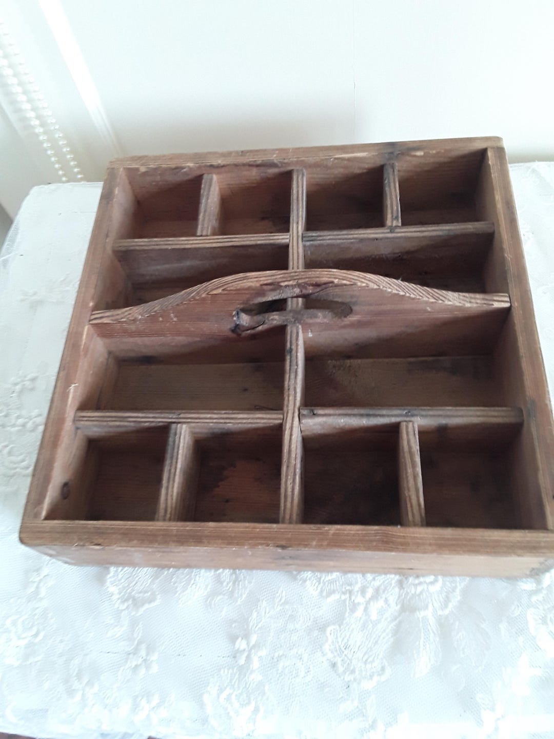 Old Toolbox Cutlery Box Compartment Box Wooden Box & Handle Handmade ...