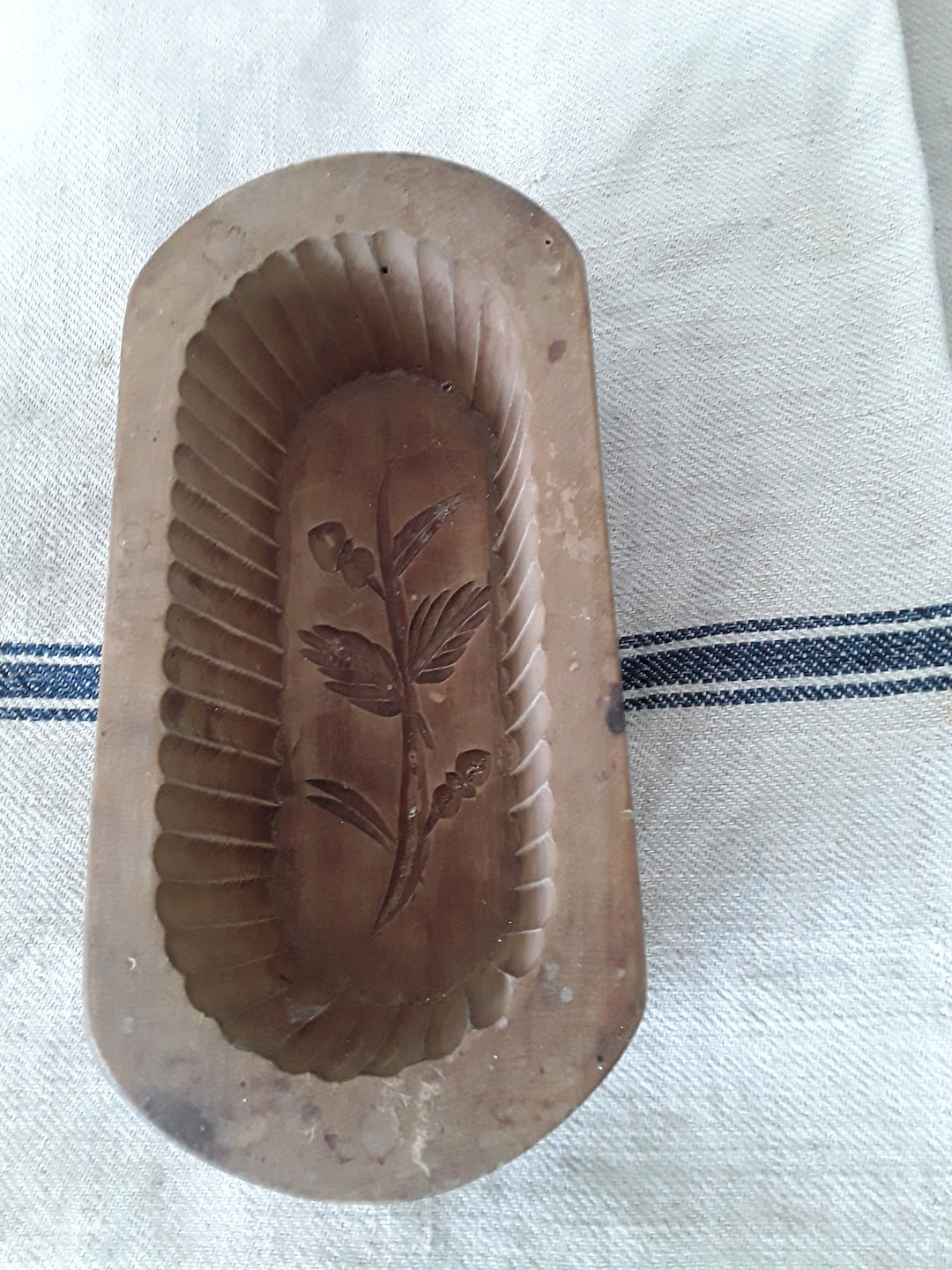 Antique Wooden Butter Mold Oak Leaf Decor Hand Carved Butter Model ...