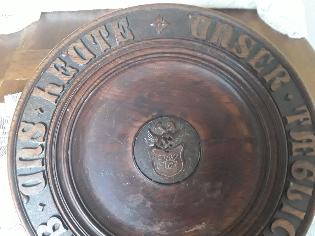 Antique Bread Board Hand Carved Our Daily Bread Monogram Wooden Plate ...