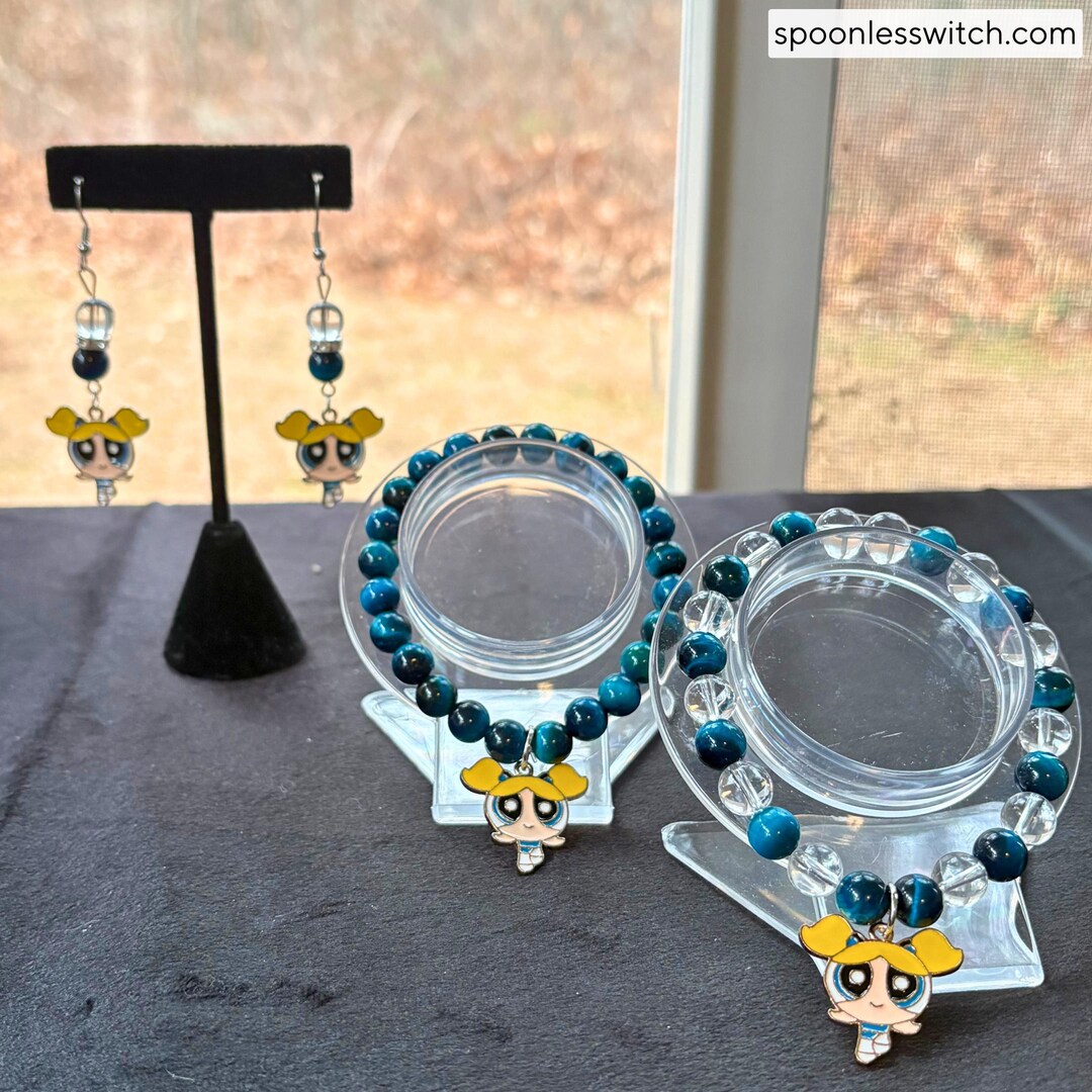 The Powerpuff Girls Gemstone Jewelry Sets - Bubbles, Galaxy Tiger’s Eye ...