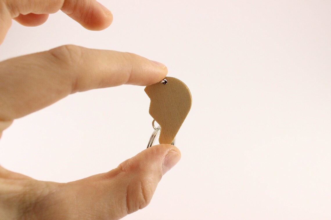 2 pieces Heart key chain Blank keychain Plywood keychain | Etsy