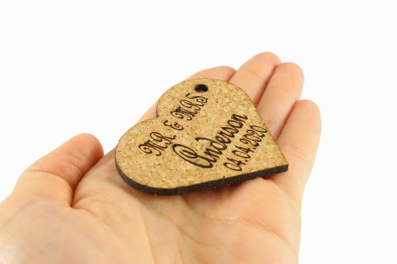 Pack of 10 Personalized Cork Tags. Heart Shape Tags. Natural | Etsy