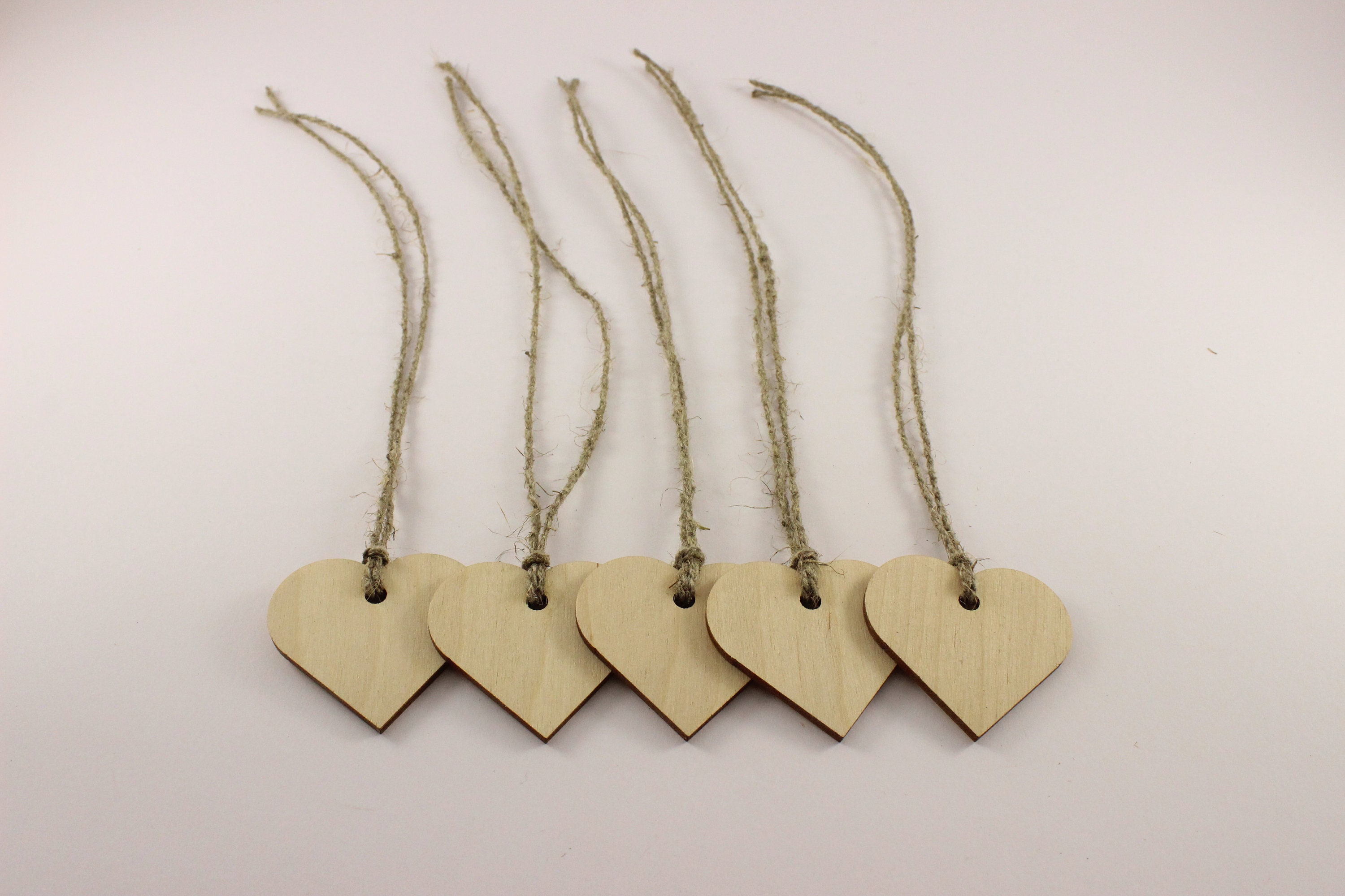Pack of 10 heart tags Plywood tags Tags with strings | Etsy