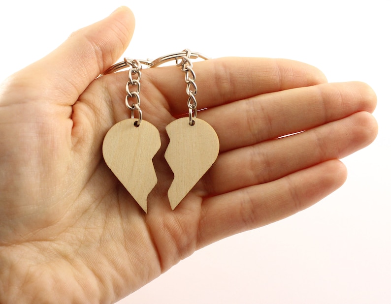 2 pieces Heart key chain Blank keychain Plywood keychain | Etsy