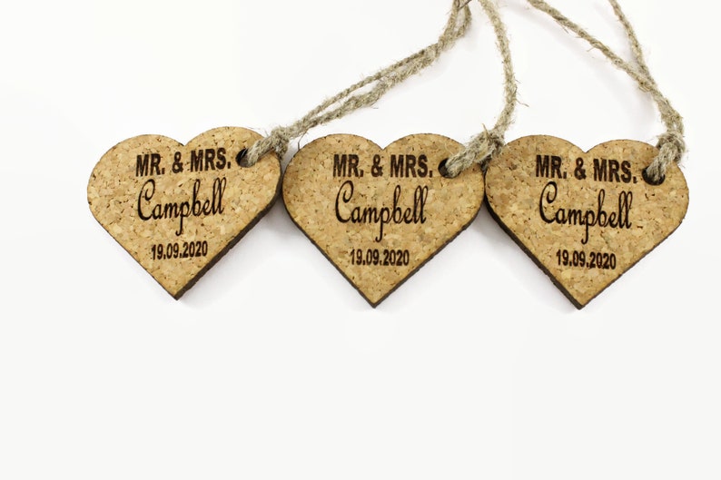 Pack of 10 Personalized Cork Tags. Heart Shape Tags. Natural - Etsy