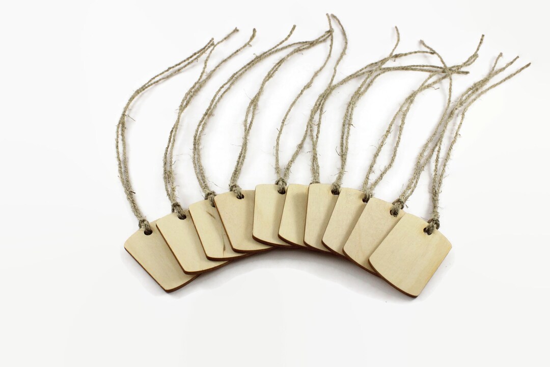 Pack of 10 Rectangle Tags | Plywood Tags | Tags With Strings | Tags ...
