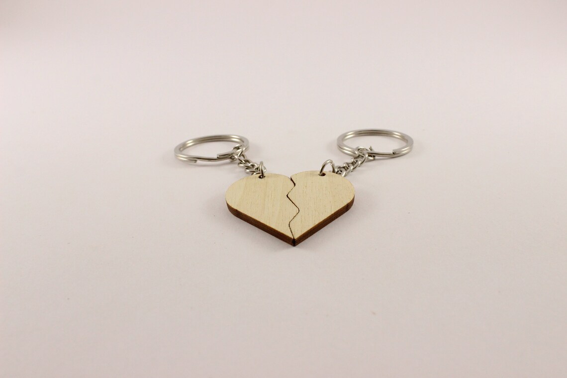 2 Pieces Heart Key Chain Blank Keychain Plywood Keychain - Etsy