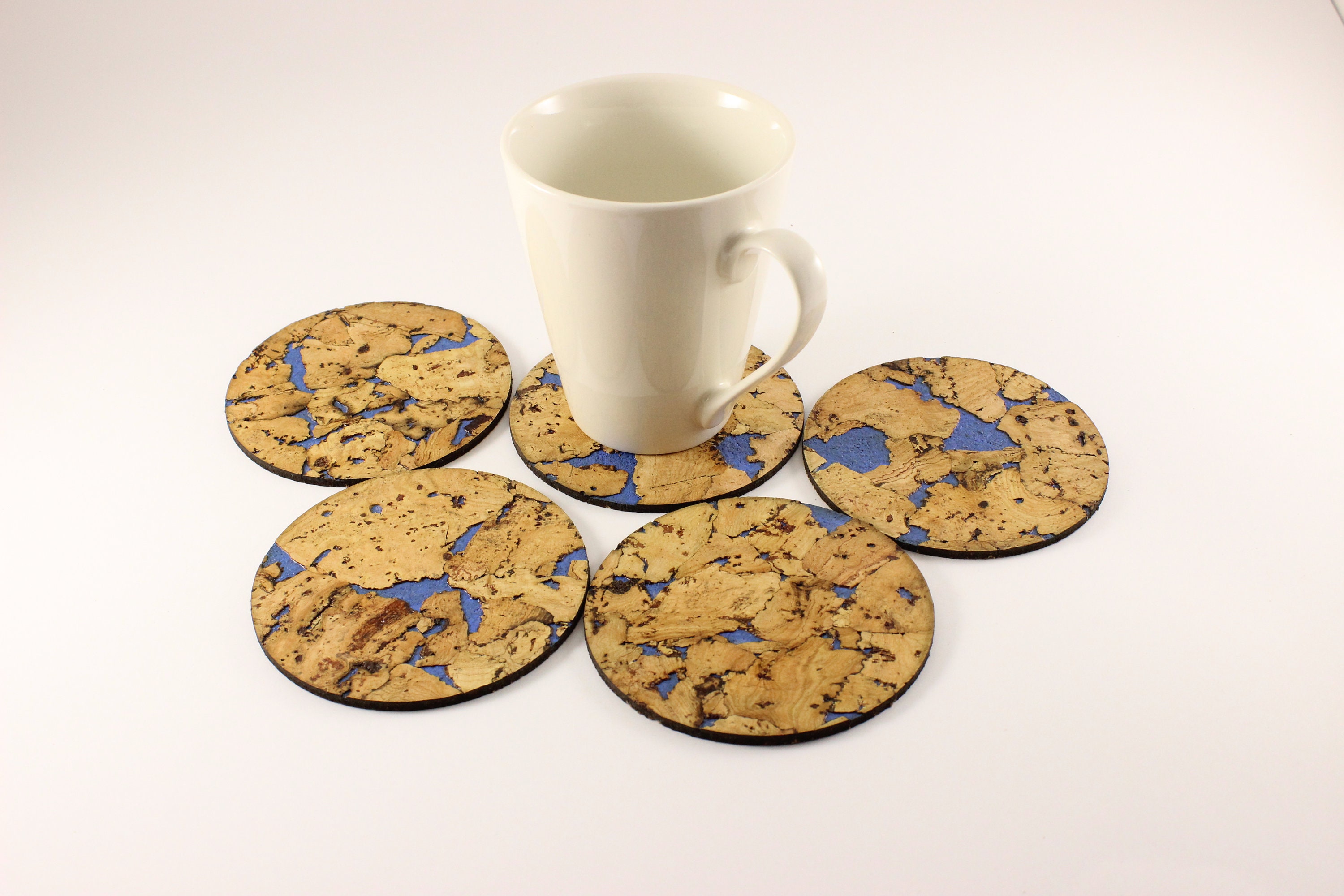 Pack of 5 Round Cork Coasters. Cork Coasters. Drink Coasters. - Etsy