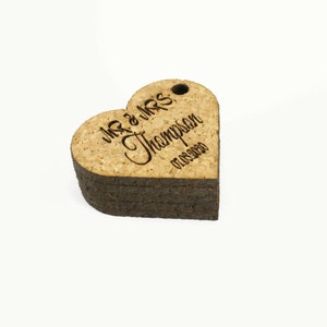 Pack of 10 Personalized Cork Tags. Mr & Mrs Tags. Natural Cork Tags ...