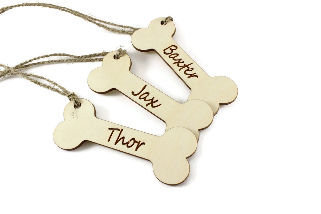 Wooden Christmas Dog Bone Name Tags: Birch Plywood Stocking Decor - Etsy