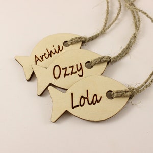 Wooden Christmas Fish Tags | Wooden Tags for Cat | Tags for Christmas ...