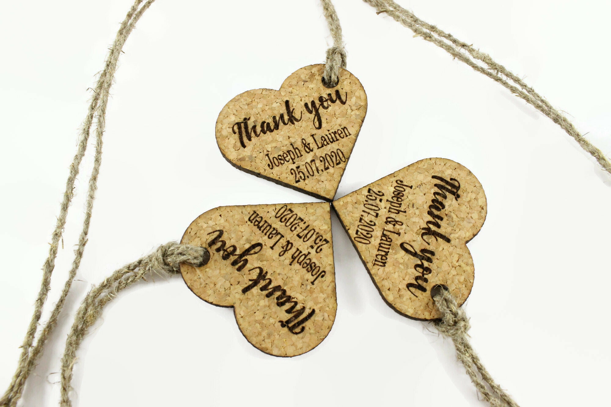 Pack of 10 thank you cork tags. Heart shape tags. Natural cork | Etsy