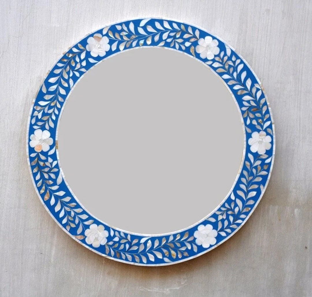Mother of Pearl Mirror Round Mirror Inlay Mother of Pearl - Etsy