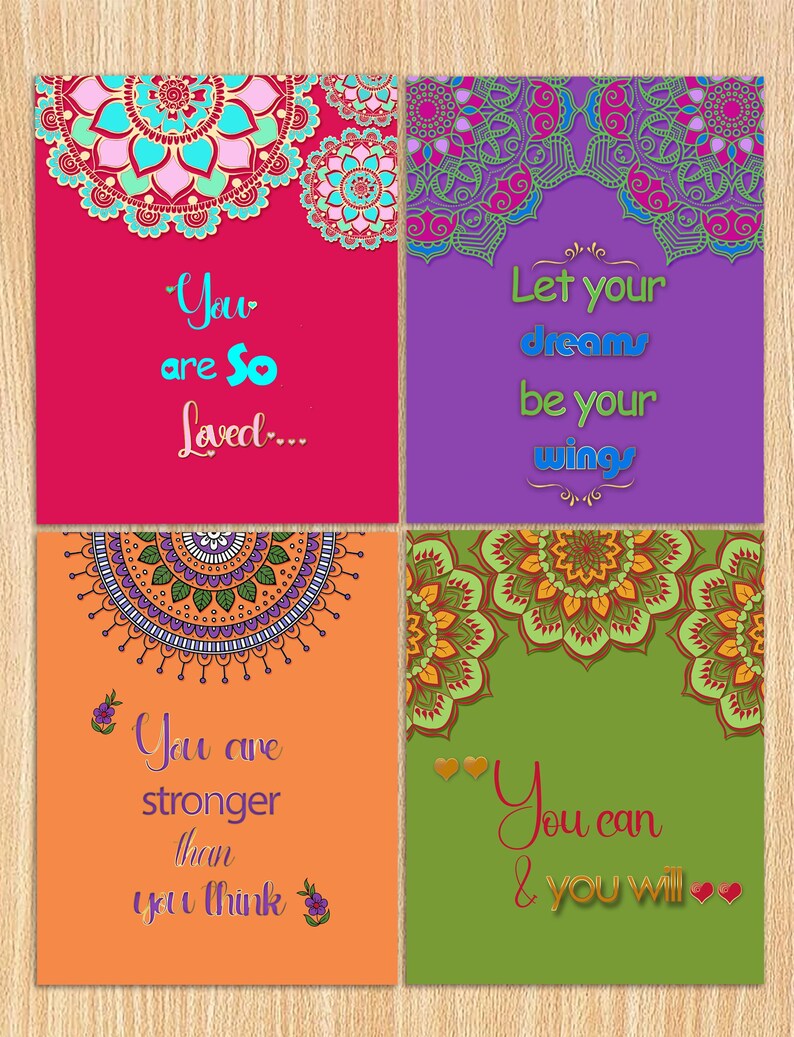 Printable Mandala Quotes Wall Art. Set of 12 Motivational Quotes With ...