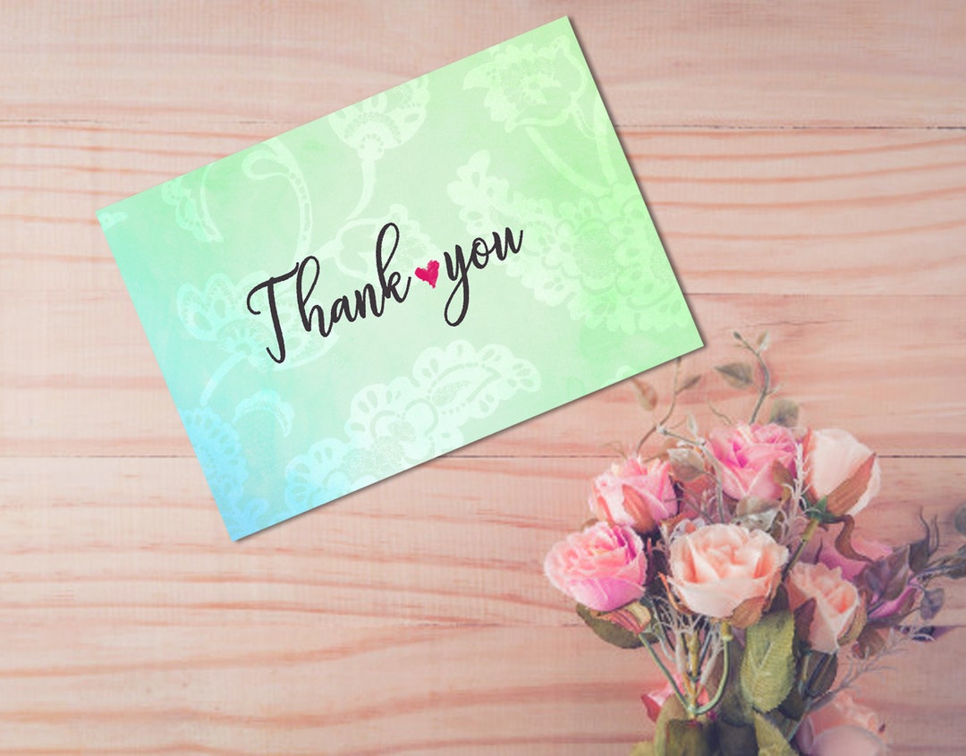 Thank You Card, Printable Thank You Card, Beautiful Motif Pattern ...