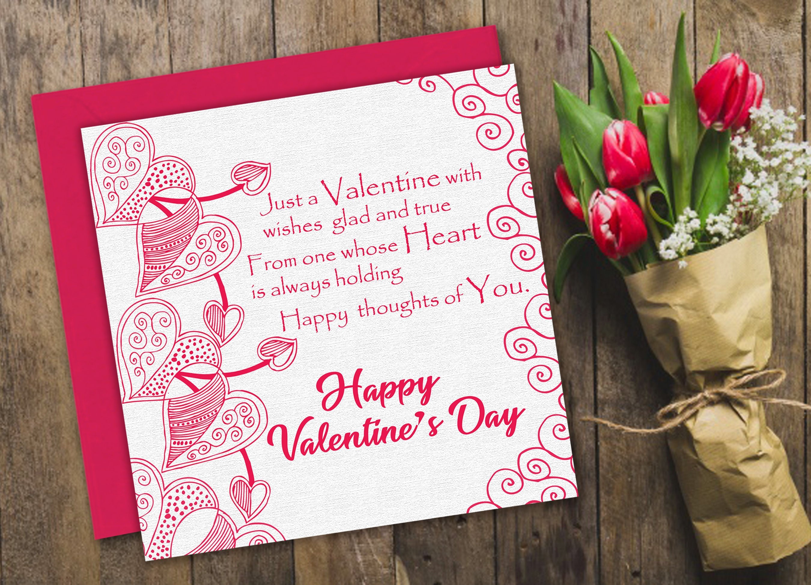 Happy Valentines Day Card,printable Love Card, Valentines Day Wish Card ...