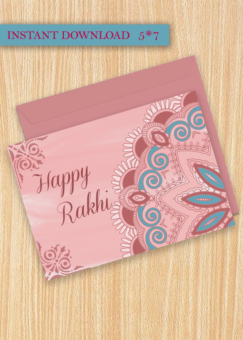 Printable Rakhi Card, Digital Mandala Rakhi Card, Rakshabandhan Wish ...