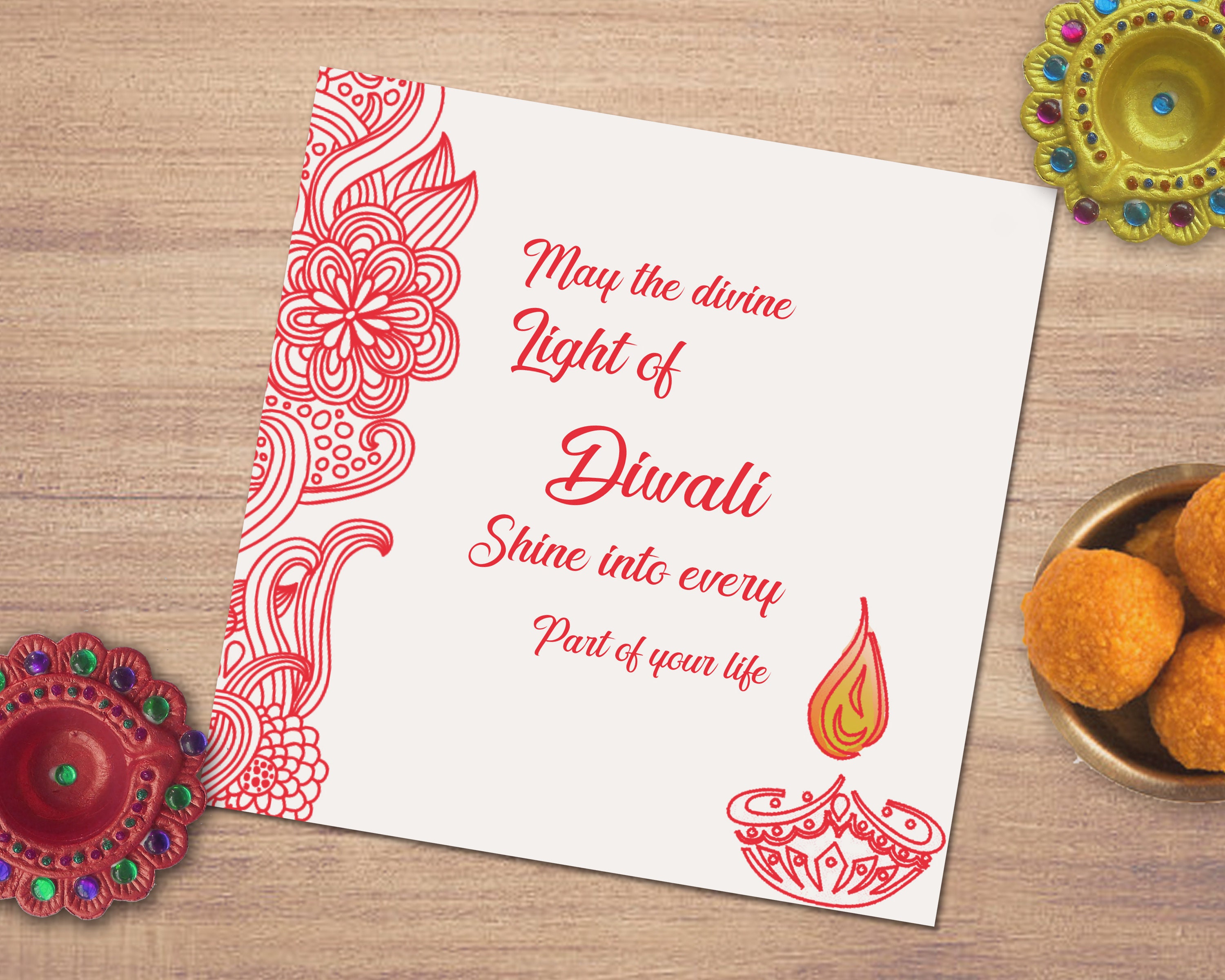 Buy Happy Diwali Greetings,printable Beautiful Diwali Wish, Diya Design ...