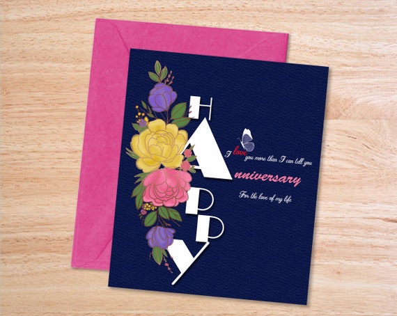 Printable Anniversary Card Digital Wedding Anniversary for | Etsy
