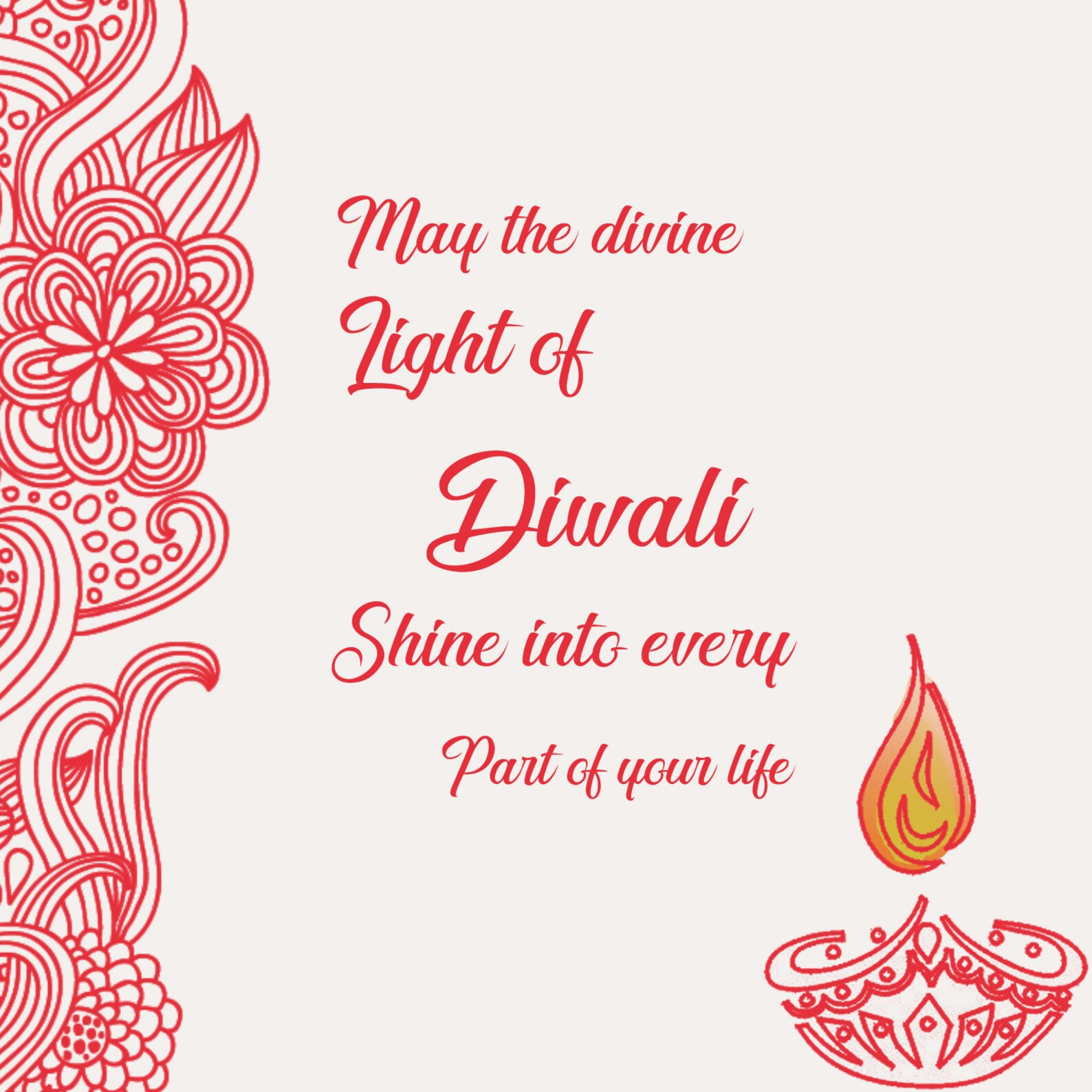 Happy Diwali Greetings,printable Beautiful Diwali Wish, Diya Design ...