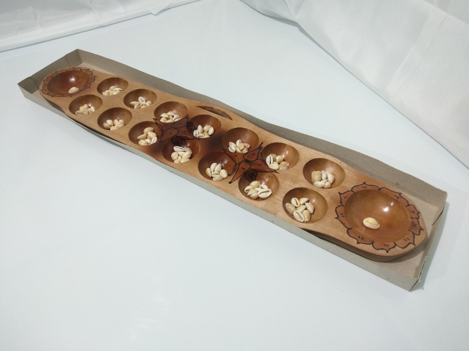 Premium Sungka Game Board With Shells, Sungkaan Wooden Board Made in ...